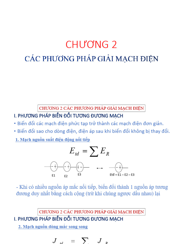 Phan 1 - Ky Thuat Dien - Chuong 2 Cac Phuong Phap Giai Mach Dien | PDF