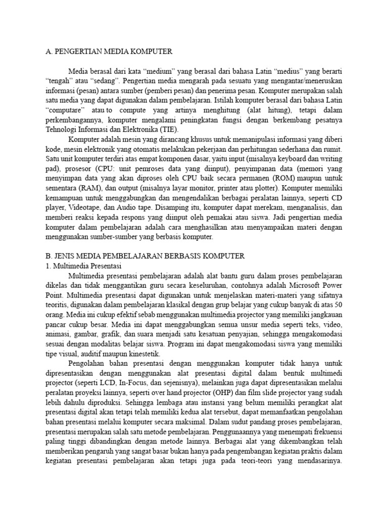Media Pembelajaran Berbasis Komputer | PDF