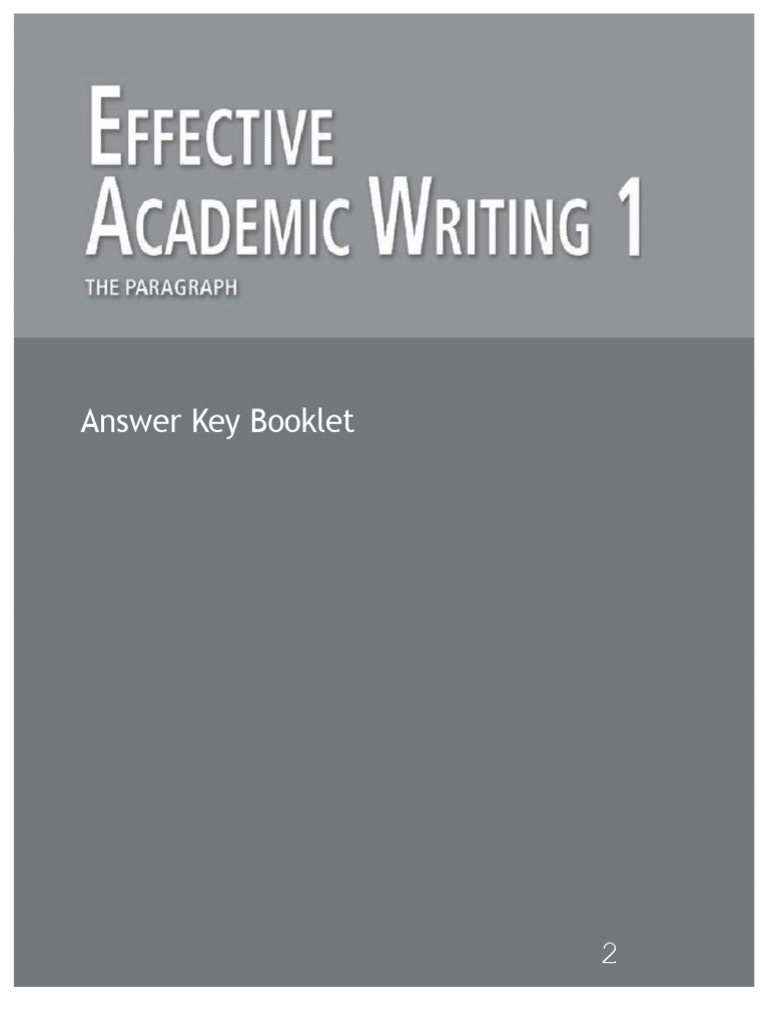Effective Academic Writing 1 Answer Key | PDF