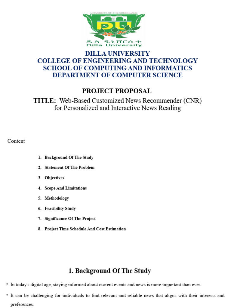 Dilla University College of Engineering and Technology School of Computing and Informatics ...