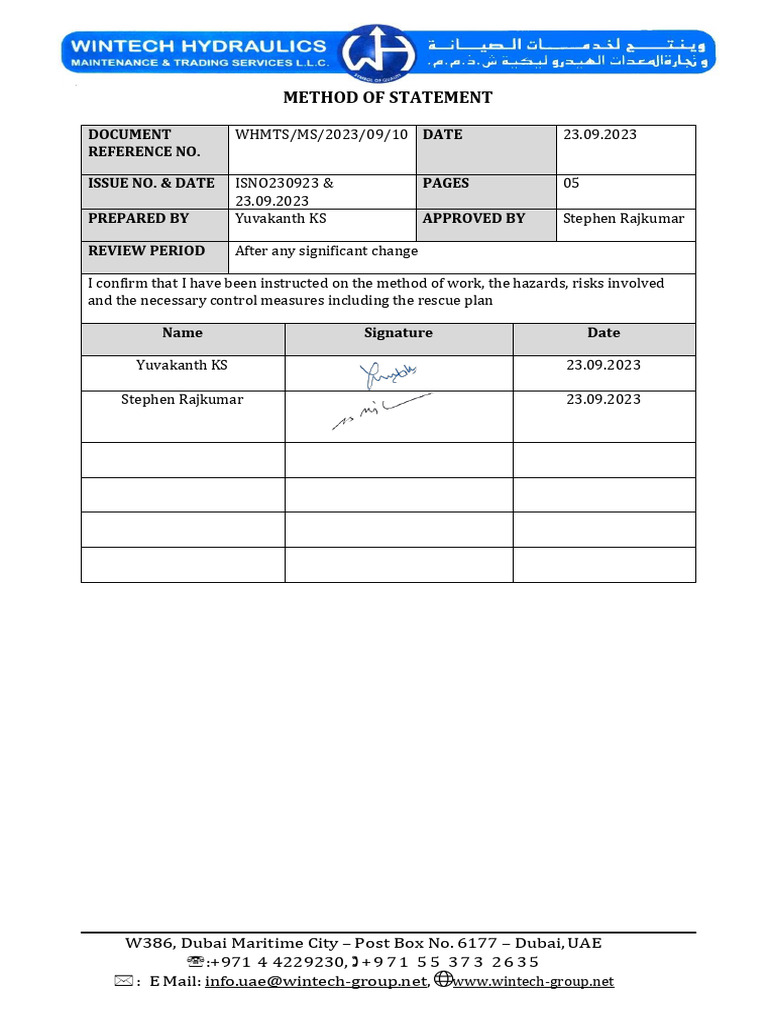 Method of Statement Hydraulic Cylinder Bearing Replacement-tian Kun Hao | PDF | Crane (Machine ...