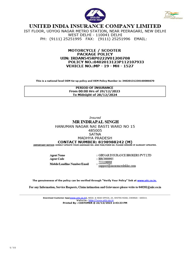 Indrapal Singh Policy - Unlocked | PDF | Indemnity | Insurance