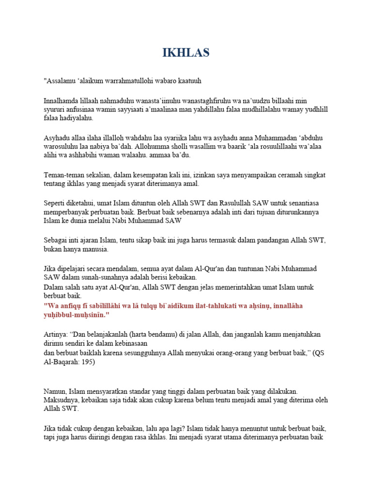 IKHLAS | PDF