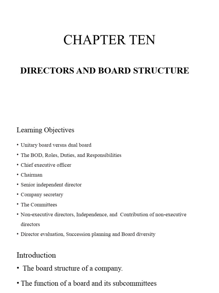 Board Structure and Director Roles Explained | PDF | Board Of Directors ...