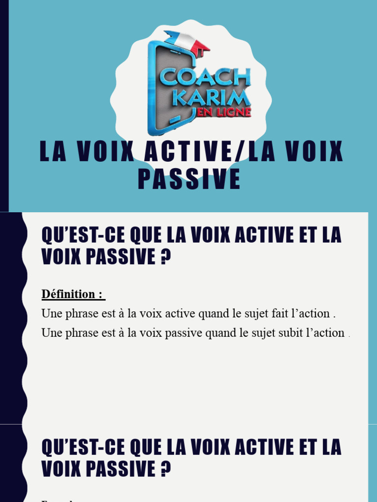 Voix active et passive : définitions et exemples | PDF