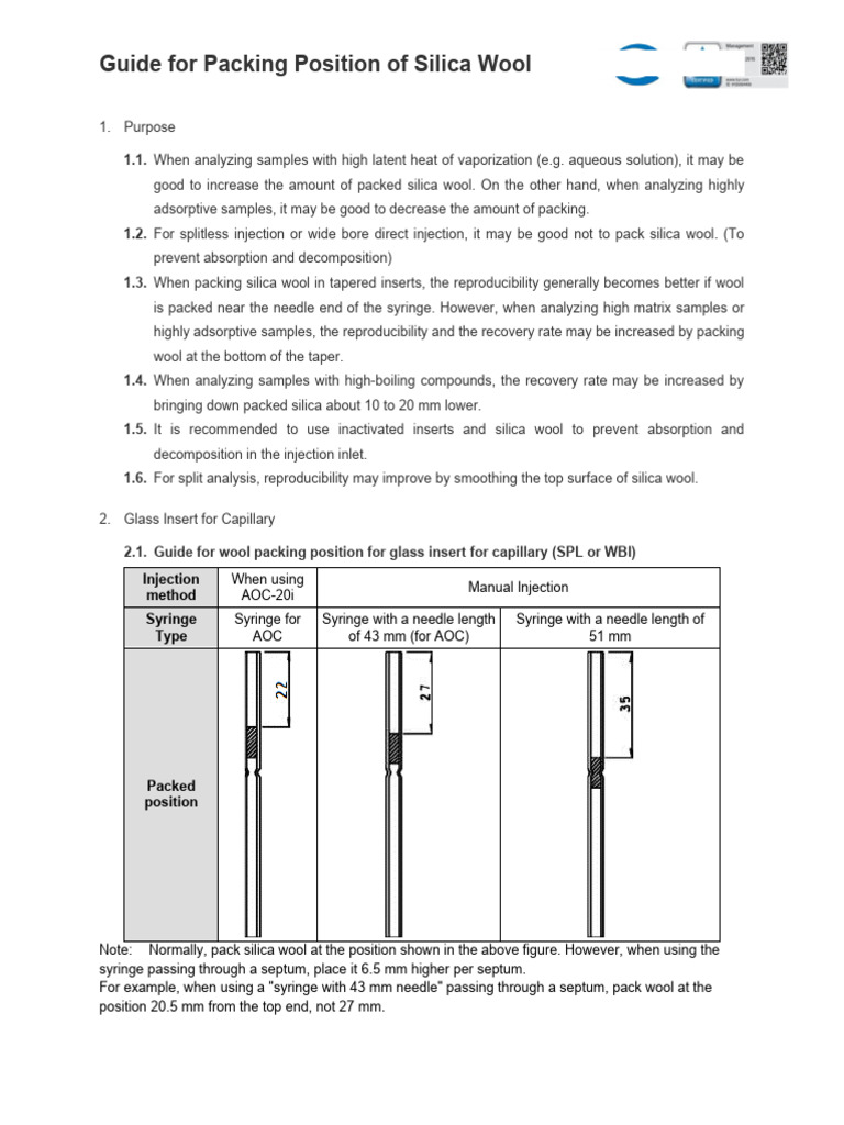 Guide For Packing Position of Silica Wool | PDF