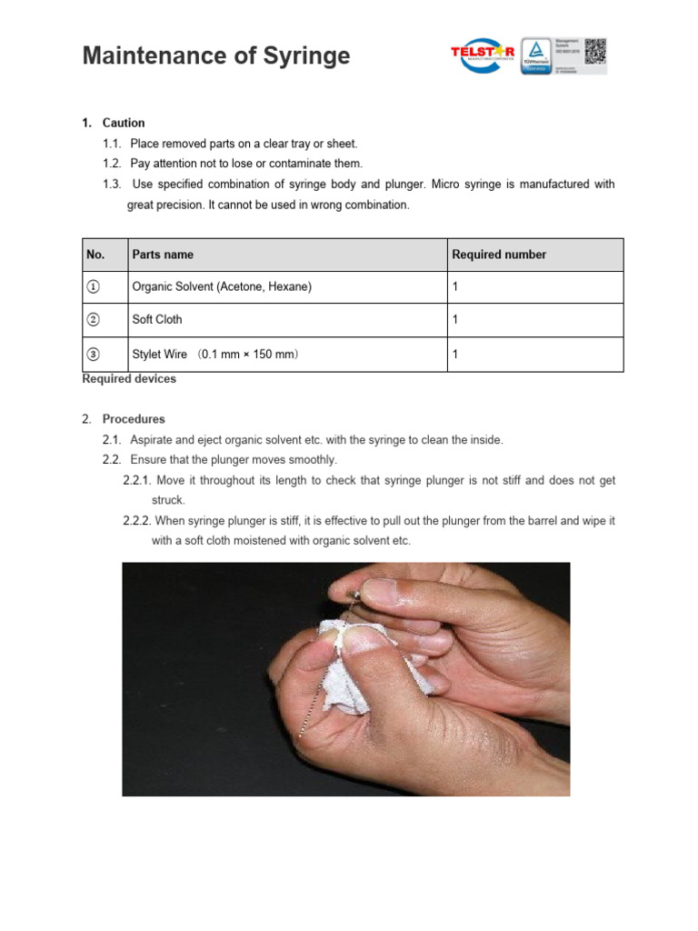 Maintenance of Syringe | PDF
