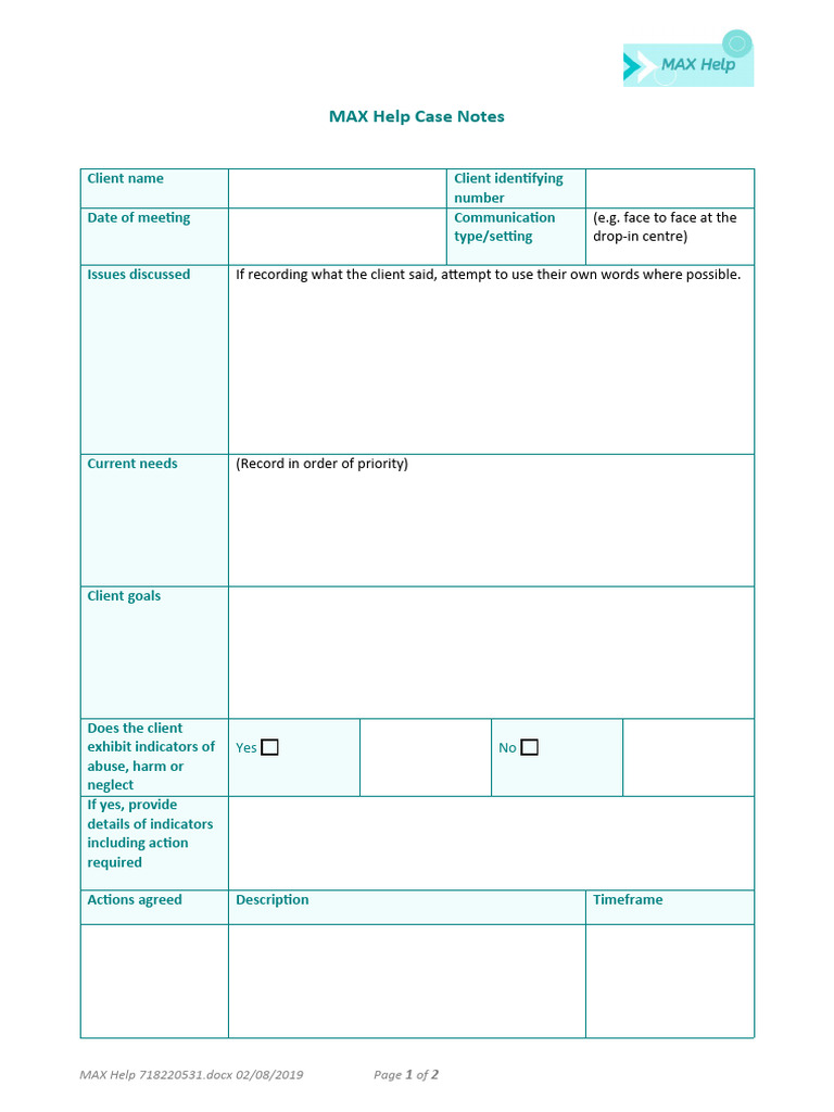 Case Notes Template | PDF