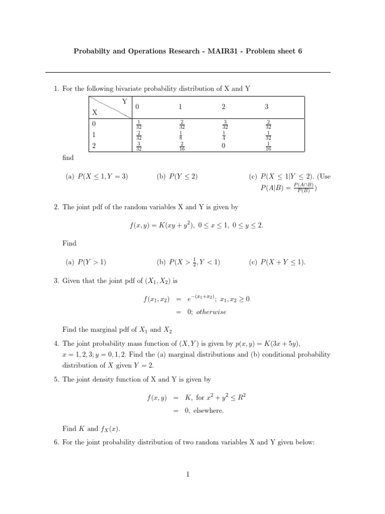 Problem Sheet 6 | Download Free PDF | Measure Theory | Statistics