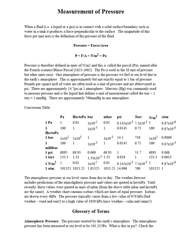 Gauge Pressure Absolute | PDF | Pressure | Pascal (Unit)