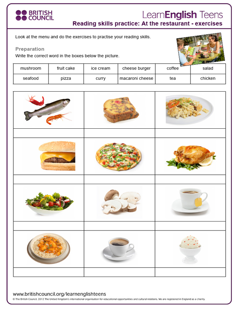 At The Restaurant - Exercises | PDF