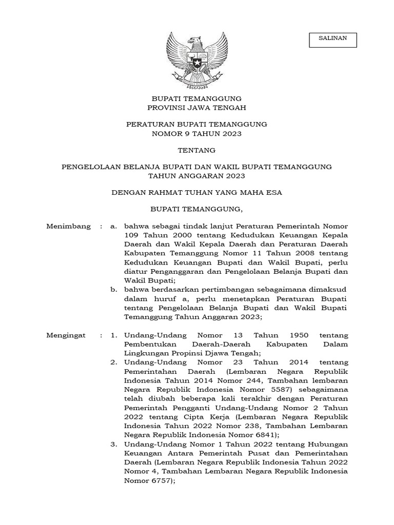 Perbup TMG 9 - 2023 | PDF