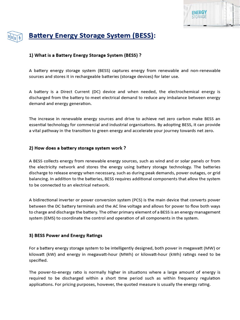 BESS (Battery Energy Storage System) - 240102 - 100143 | PDF ...