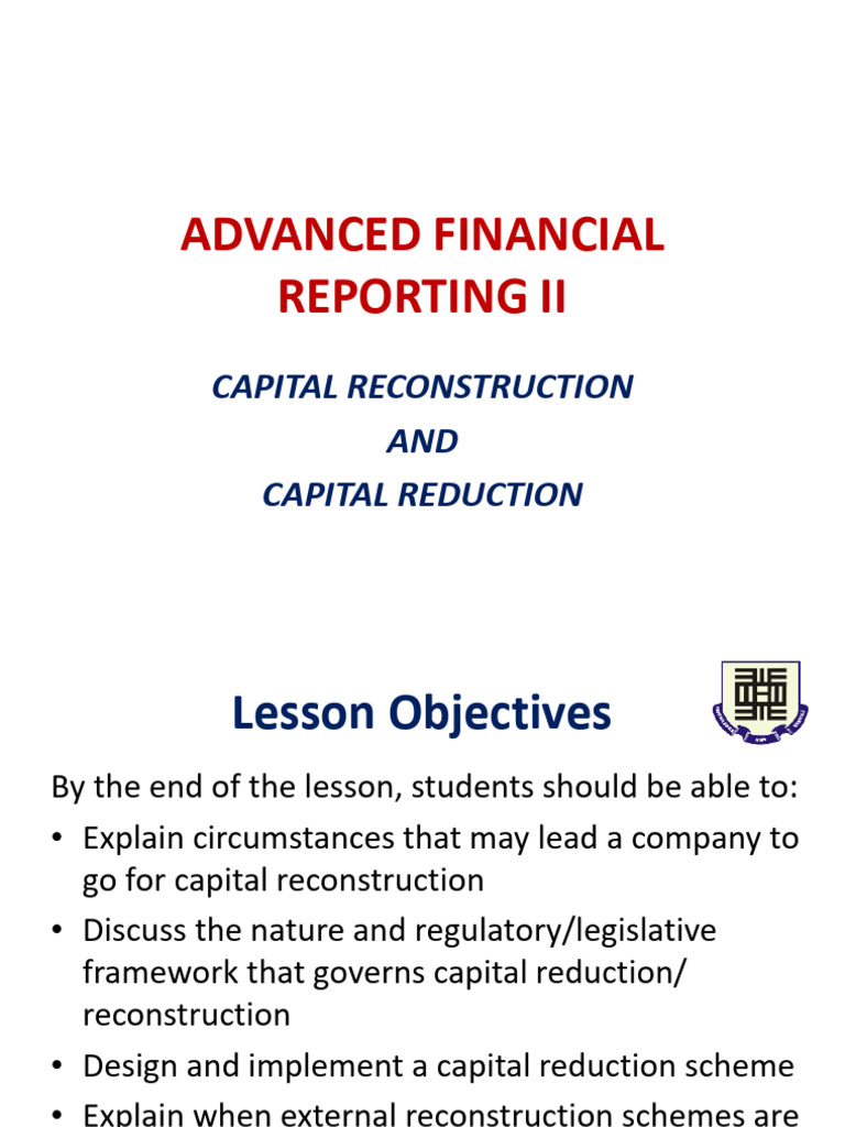 Capital Reconstruction-Note | PDF | Equity (Finance) | Financial Capital