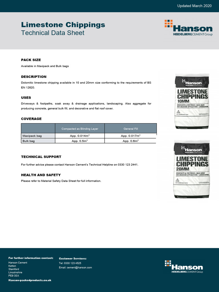 Technical Data Sheet Limestone Chippings | PDF