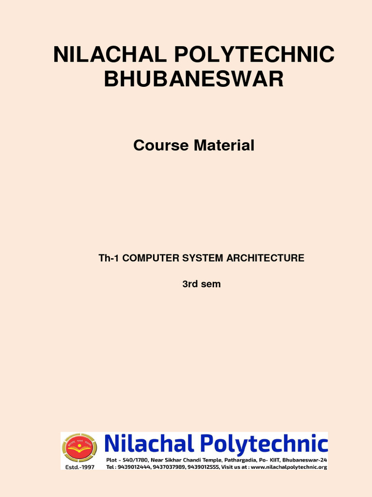 Course Material Computer System Architecture Th-1 3rd Sem | PDF | Computers