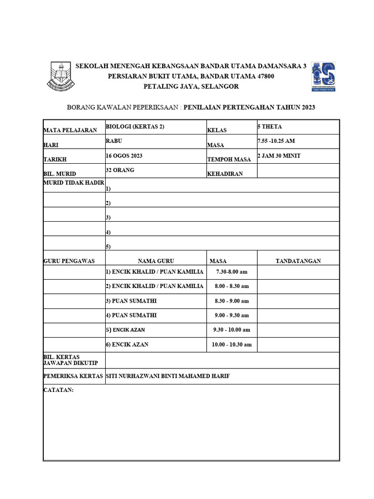 Borang Kawalan Amali Sains | PDF