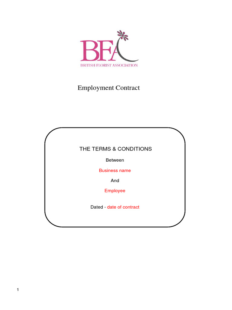 Bfa Employment Contract Full Draft Pdf