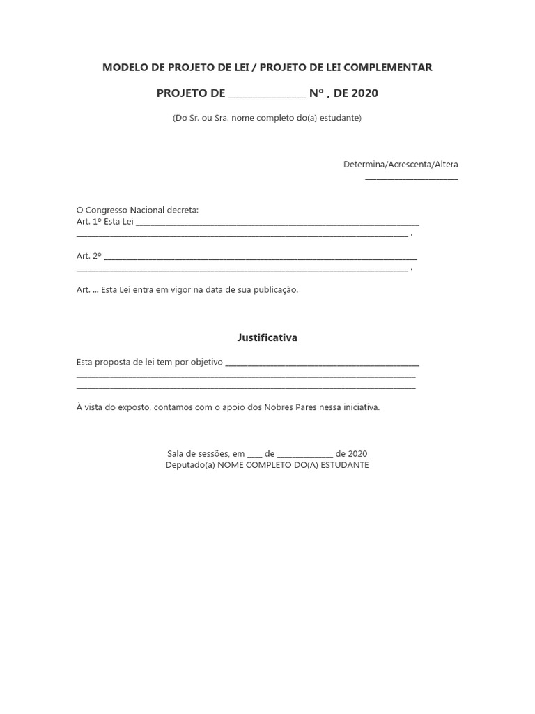 Modelo de Projeto de Lei | PDF