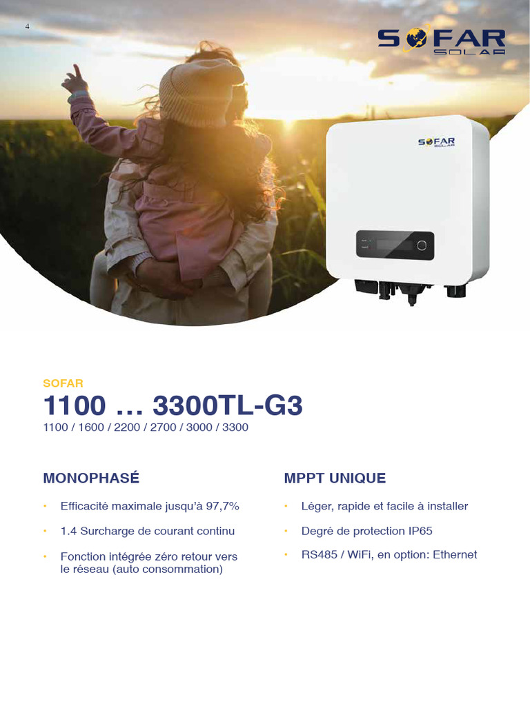 Datasheet SOFAR 1.1-3.3KTL-G3 - FR | PDF