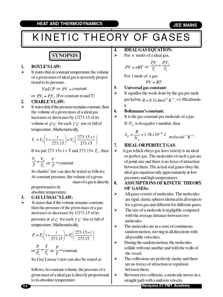 Kinetic Theory of Gases | PDF | Gases | Temperature