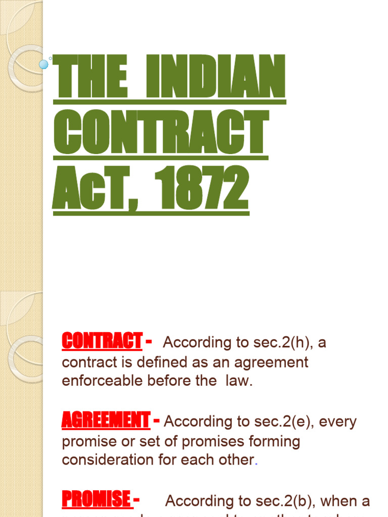 Unit 1 - The Indian Contract Act 1872 | PDF