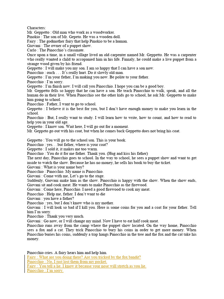 Drama Pinokio | PDF | Italian Novels | Fictional Dolls And Dummies