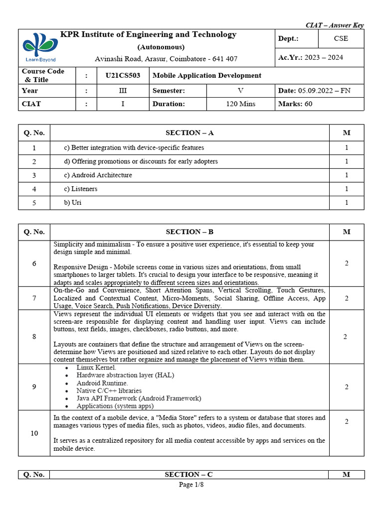 R21-Ciat-1 Mad Answer Key | Download Free PDF | Android (Operating System) | Ios