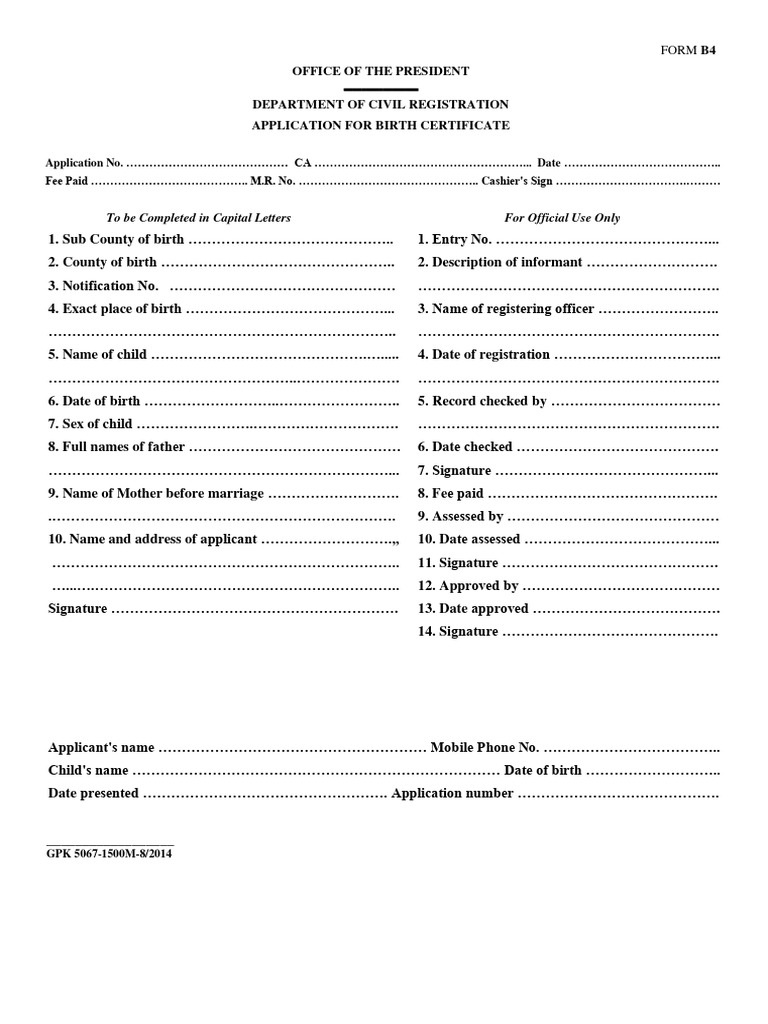 B4 Form Pdf