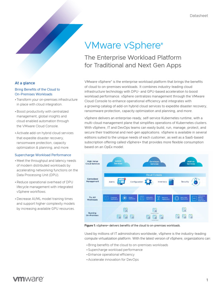 VMW Vsphere Datasheet | PDF | Cloud Computing | Virtual Machine