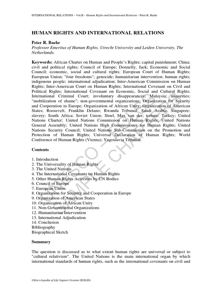 Human Rights and International Relations | PDF | Human Rights | United ...
