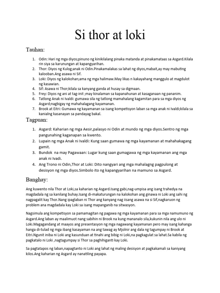 Si Thor at Loki | PDF