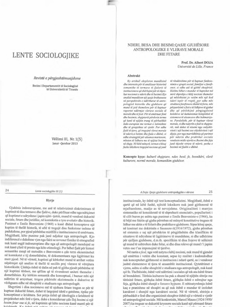 Albert Doja Nderi Besa Dhe Besimi, Vlera Morale Dhe Fetare | PDF