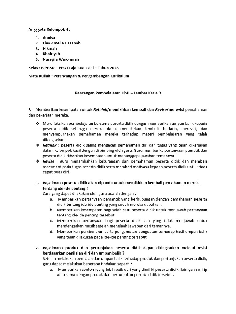 T5 - Kurikulum - Ruang Kolaborasi - Kel 4 LK R | PDF