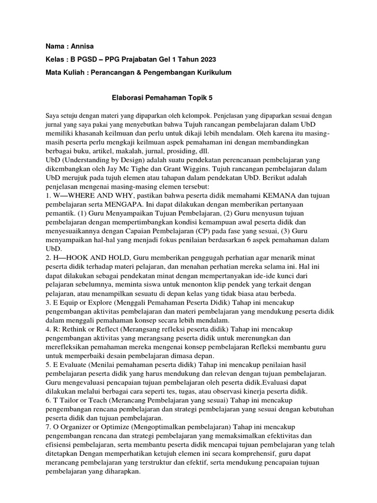 SEL.06.2 T5 5 A Elaborasi Pemahaman ANNISA | PDF