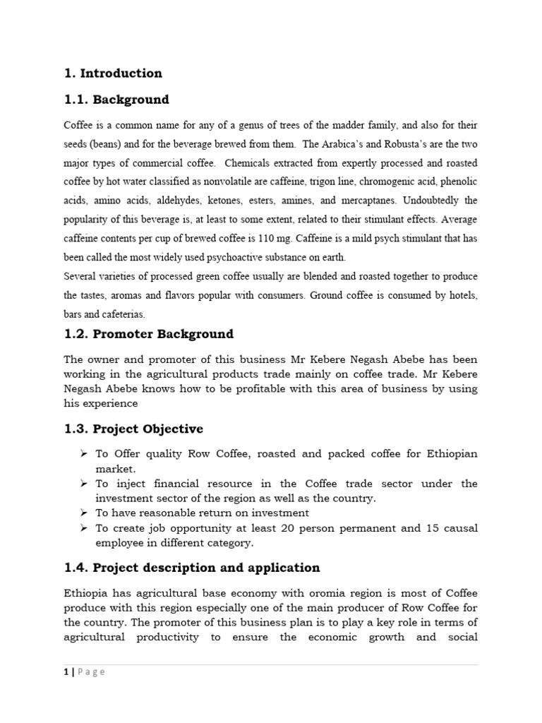 Kebere Negash Business Plan Coffee | PDF