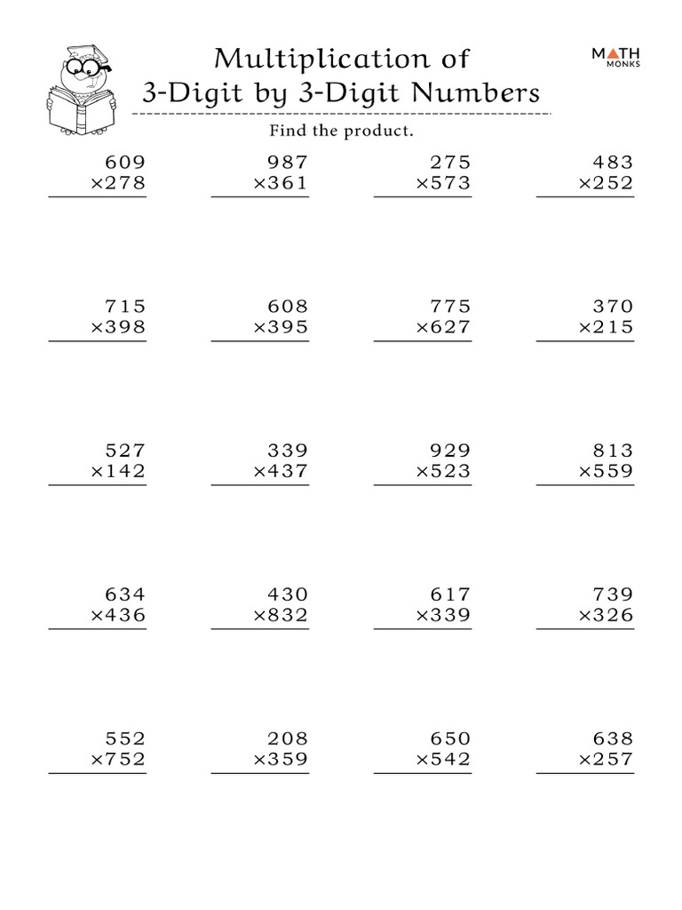 Multiplication Worksheets 3 Digit by 3 Digit | PDF