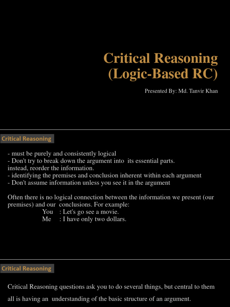 L-13 Critical Reasoning (Lecture) | PDF | Argument | Logic