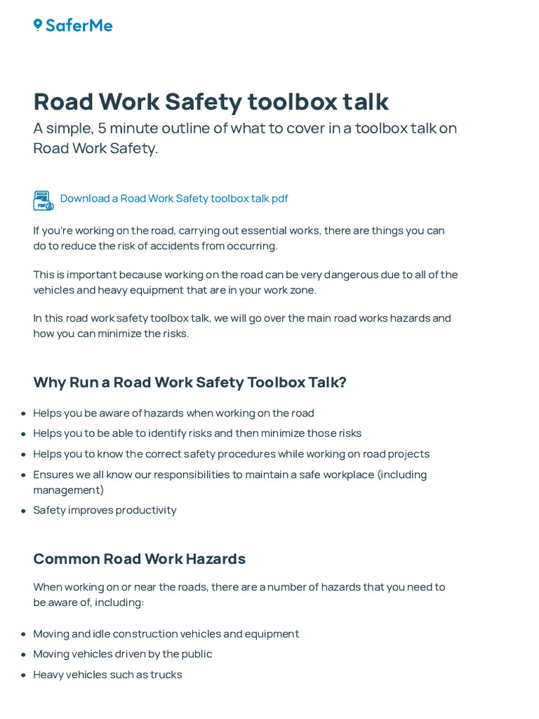 Road Work Safety | PDF