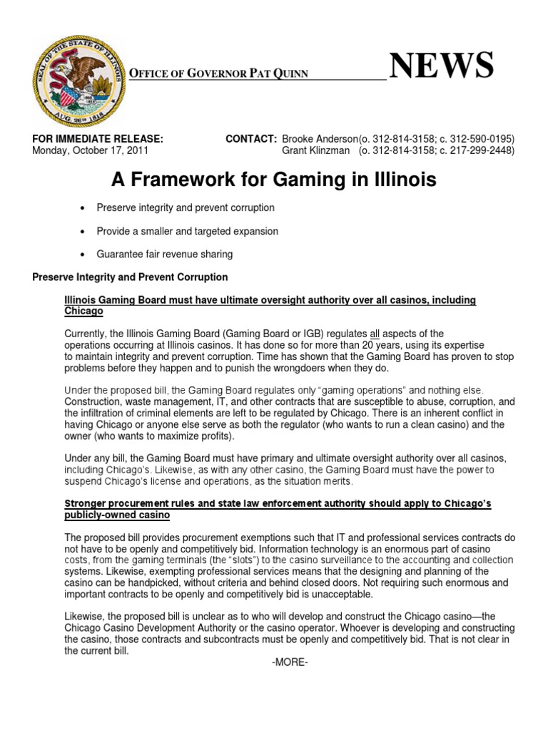 Illinois Gaming Reform Framework | PDF | Gambling | Illinois