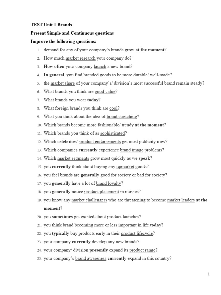 Maket Leader Intermeiate Unit 1 Test | PDF | Brand | Marketing