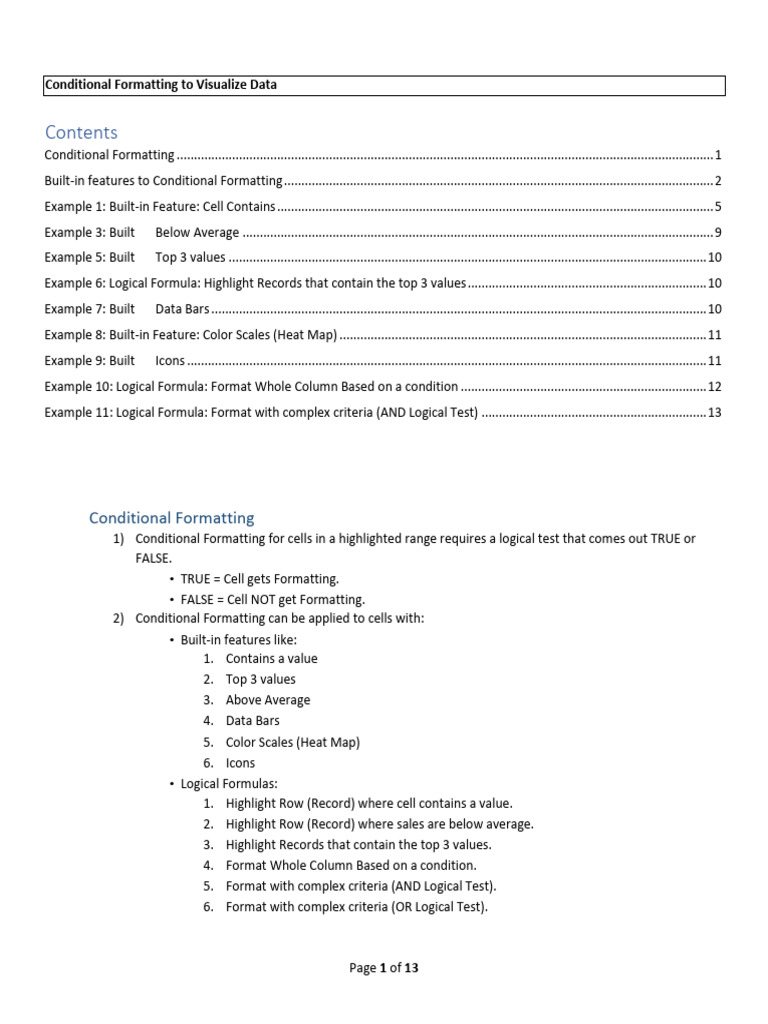 Conditional Formatting To Visualize Data | PDF | Spreadsheet | Computer ... Conditional Formatting To Visualize Data | PDF | Spreadsheet | Computer ...