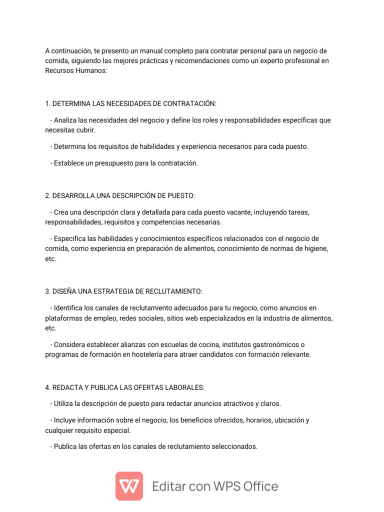 Manual de Contratación de Personal - RRHH | PDF