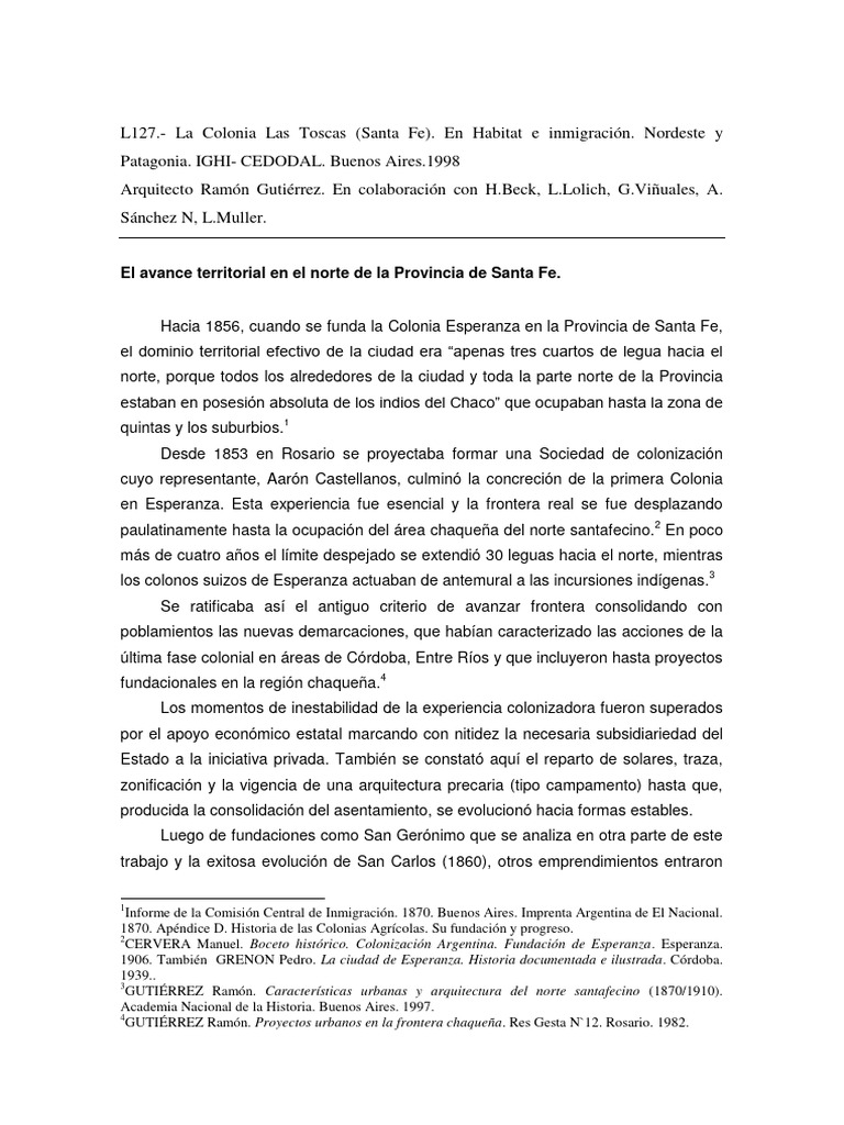 La Colonia Las Toscas Santa Fe en Habita | PDF