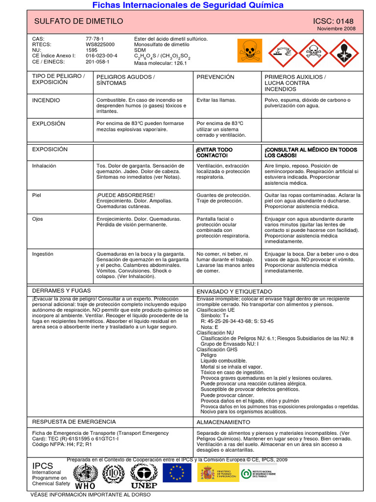 MSDS - Dimetil Sulfato | PDF