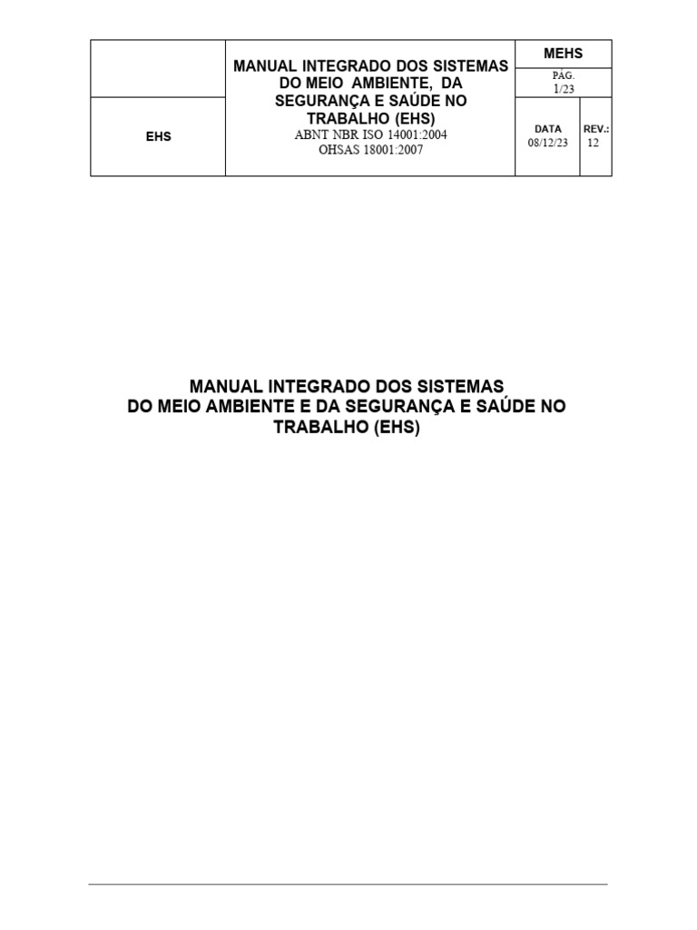 Manual de Ehs | PDF