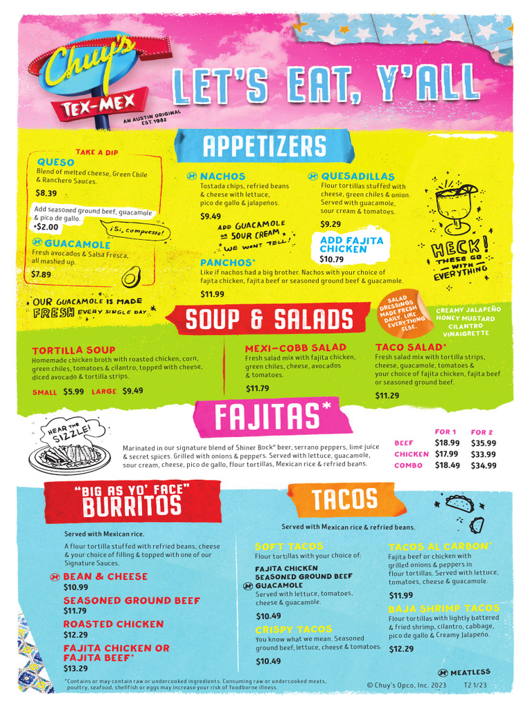 Chuys 2023 Menu Pricing Updates Tier 2 WEB | PDF | Mexican Cuisine ...
