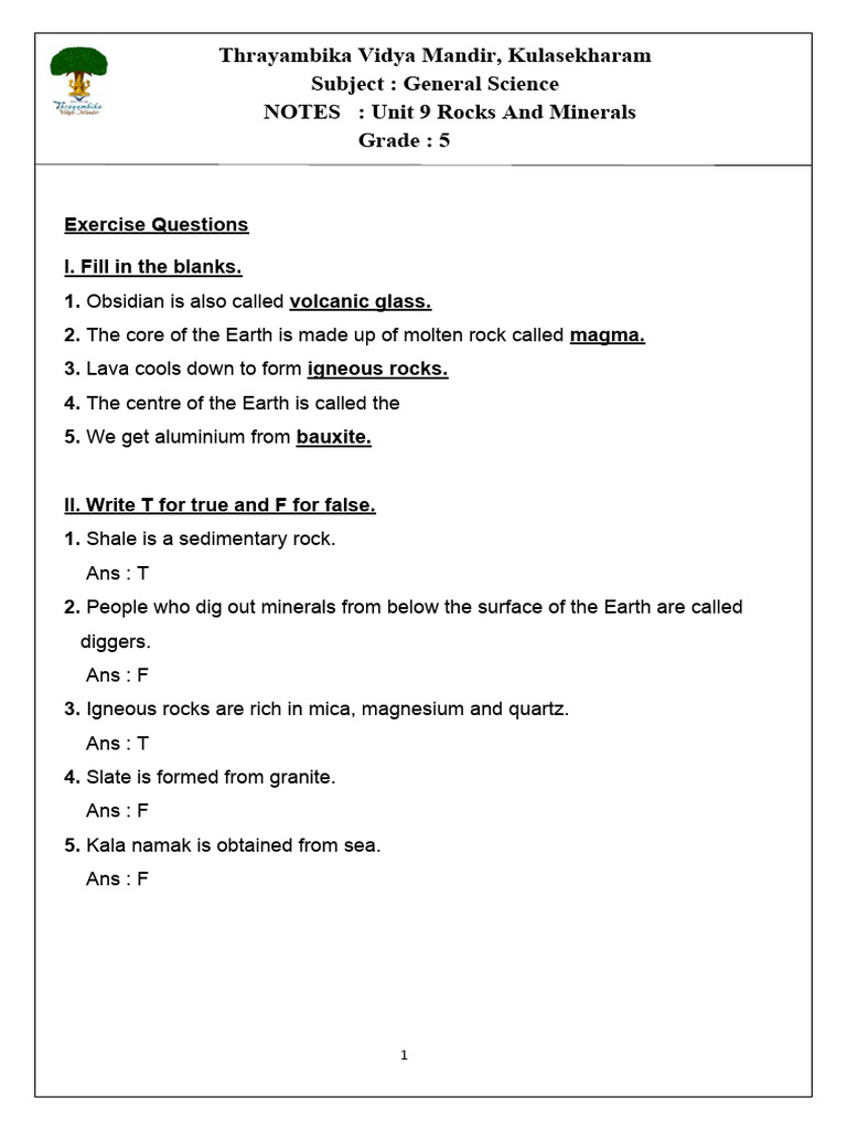 Rocks and Minerals - Notes | PDF | Rock (Geology) | Minerals