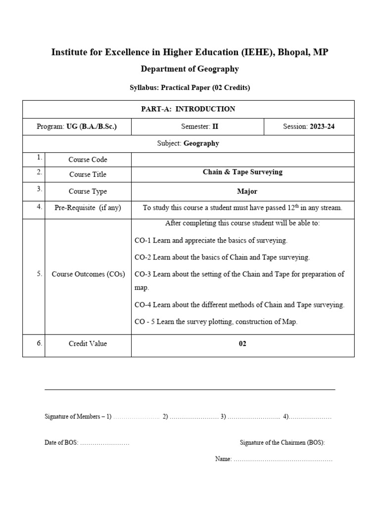Major Practical Syllabus | PDF