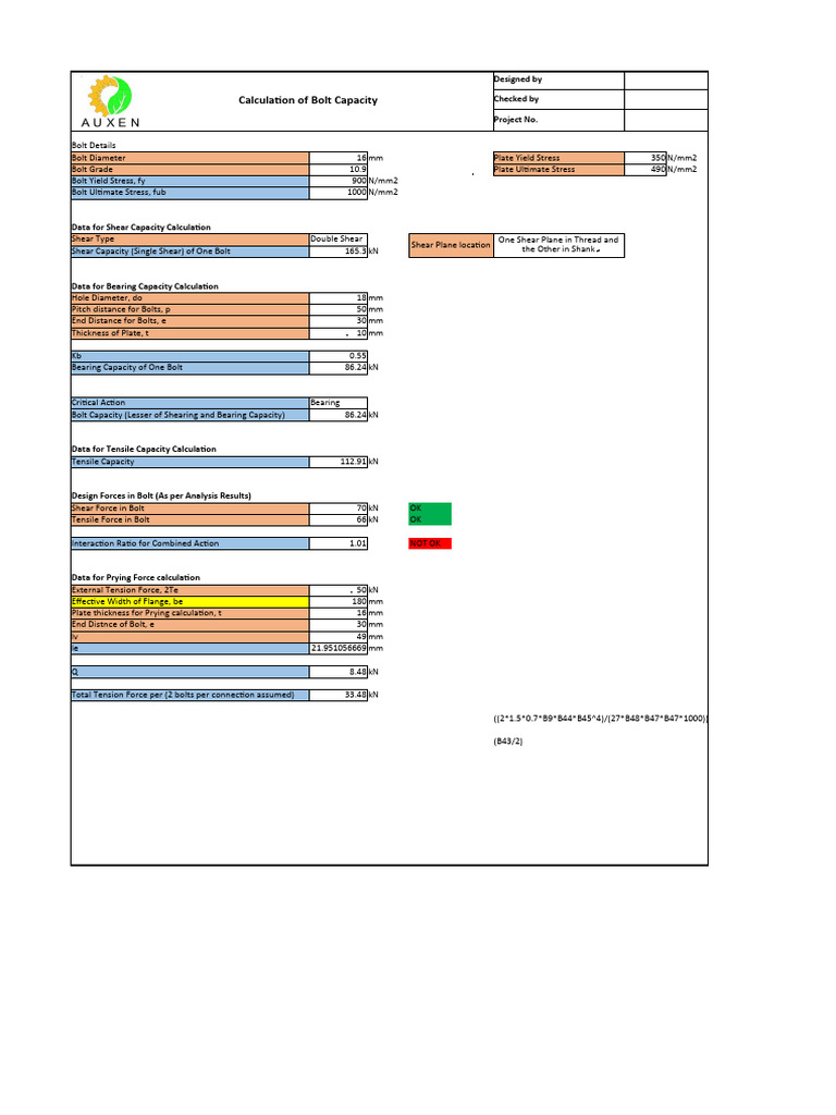 STC 15 Bolt Capacity Calculation | PDF